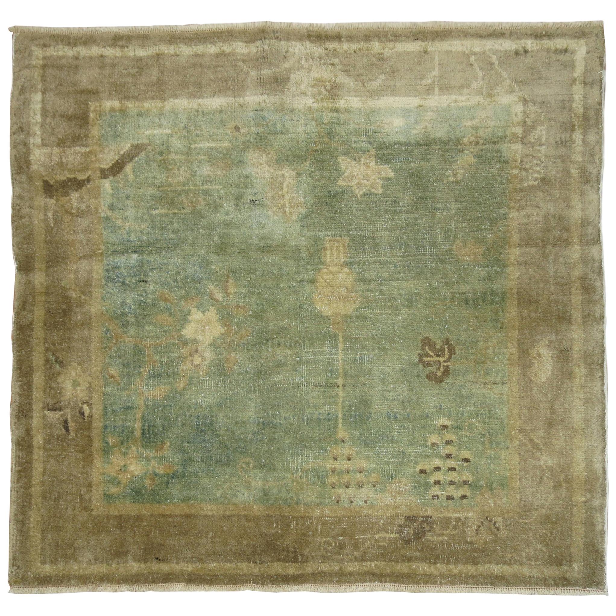 Pale Green Chinese Art Deco Square Rug at 1stDibs | green square rug ...