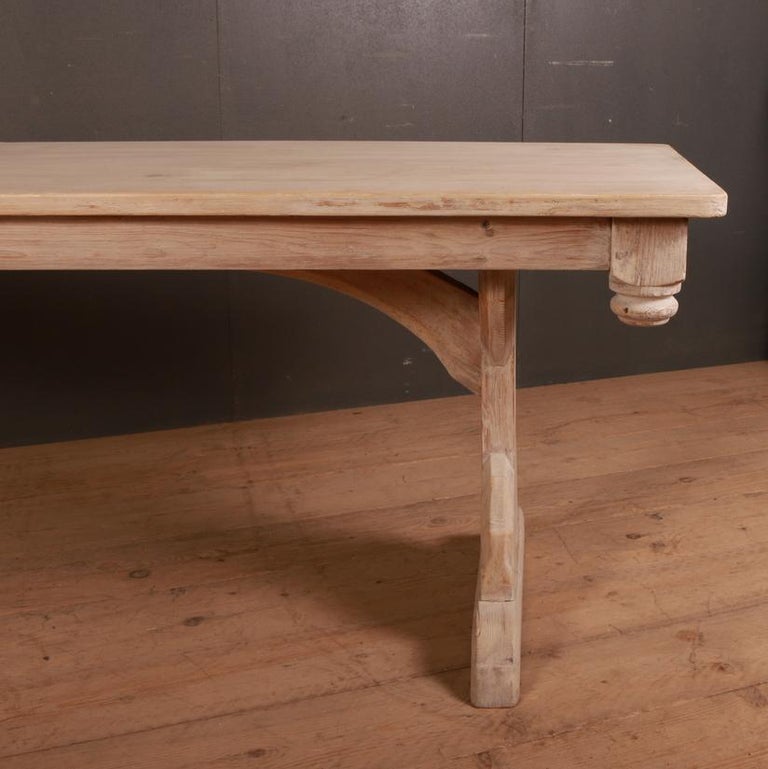 Pale Pine Trestle Table at 1stDibs