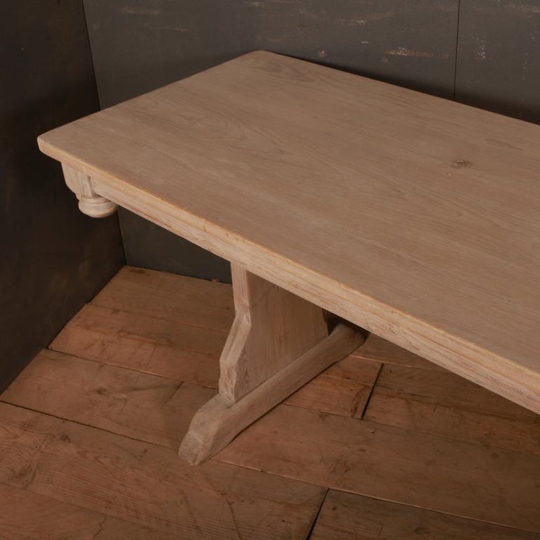 Pale Pine Trestle Table For Sale at 1stdibs
