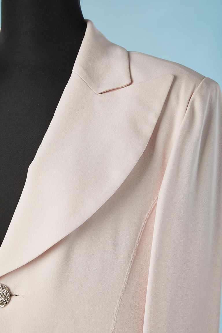 Pale pink crêpe blaser with silver metallic button Sonia Rykiel For ...