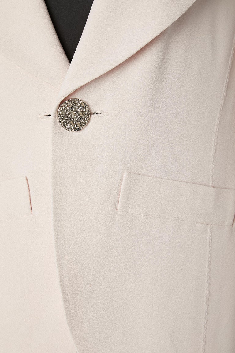 Pale pink crêpe blaser with silver metallic button Sonia Rykiel For ...
