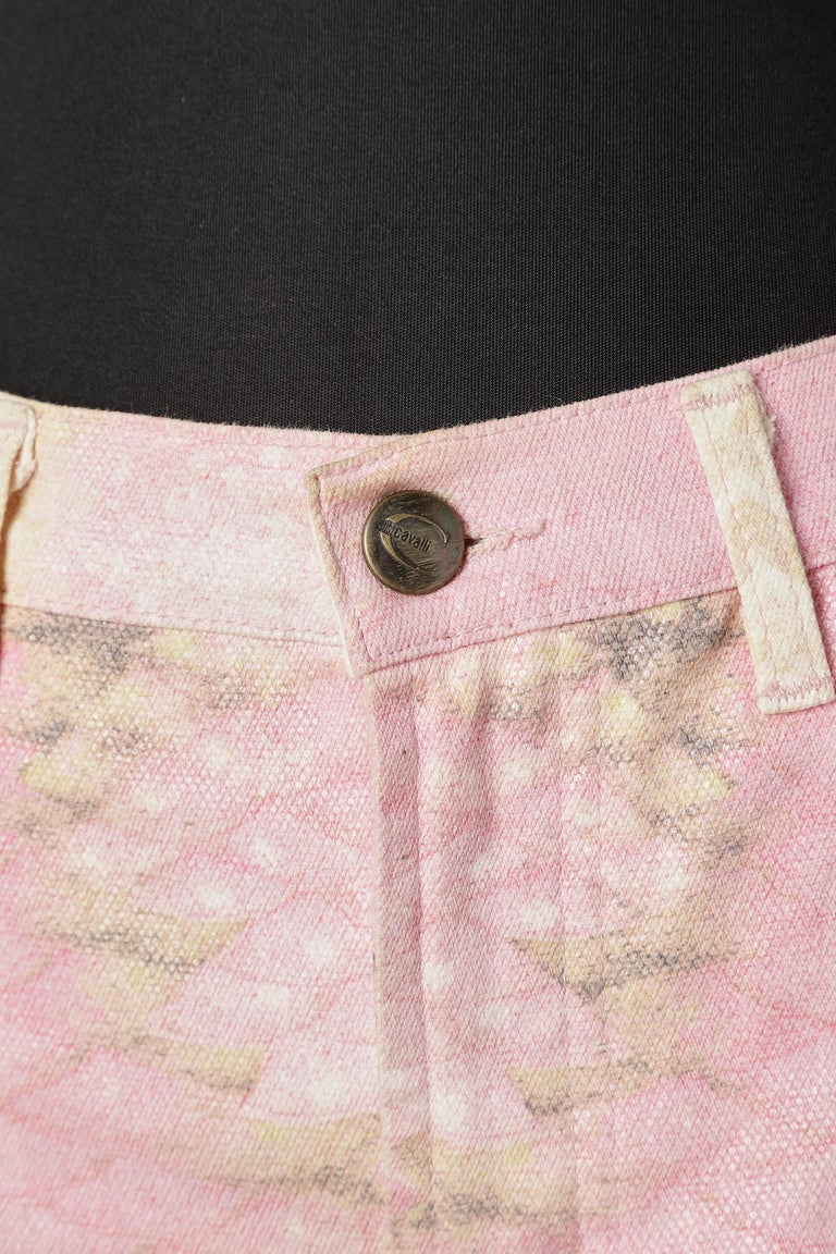 Pale pink python printed jean Just Cavalli For Sale at 1stDibs