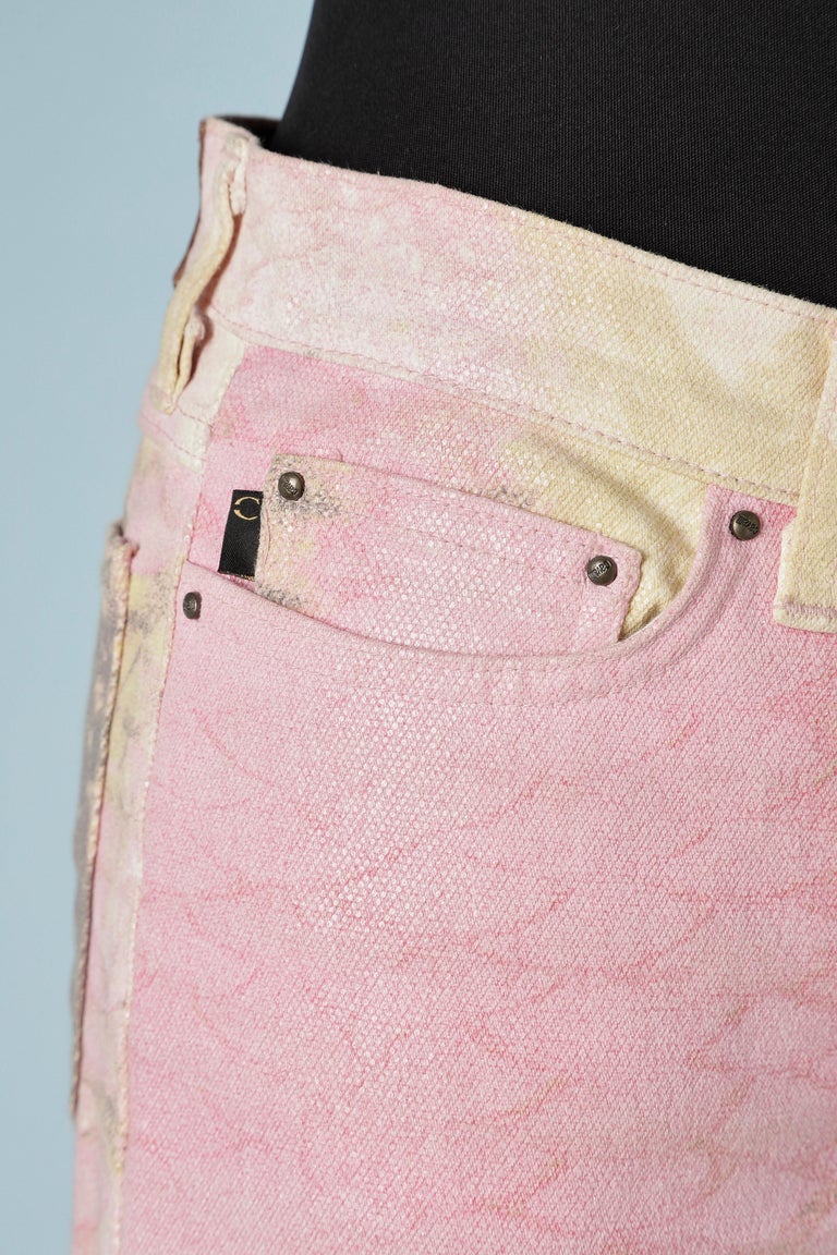 Pale pink python printed jean Just Cavalli For Sale at 1stDibs