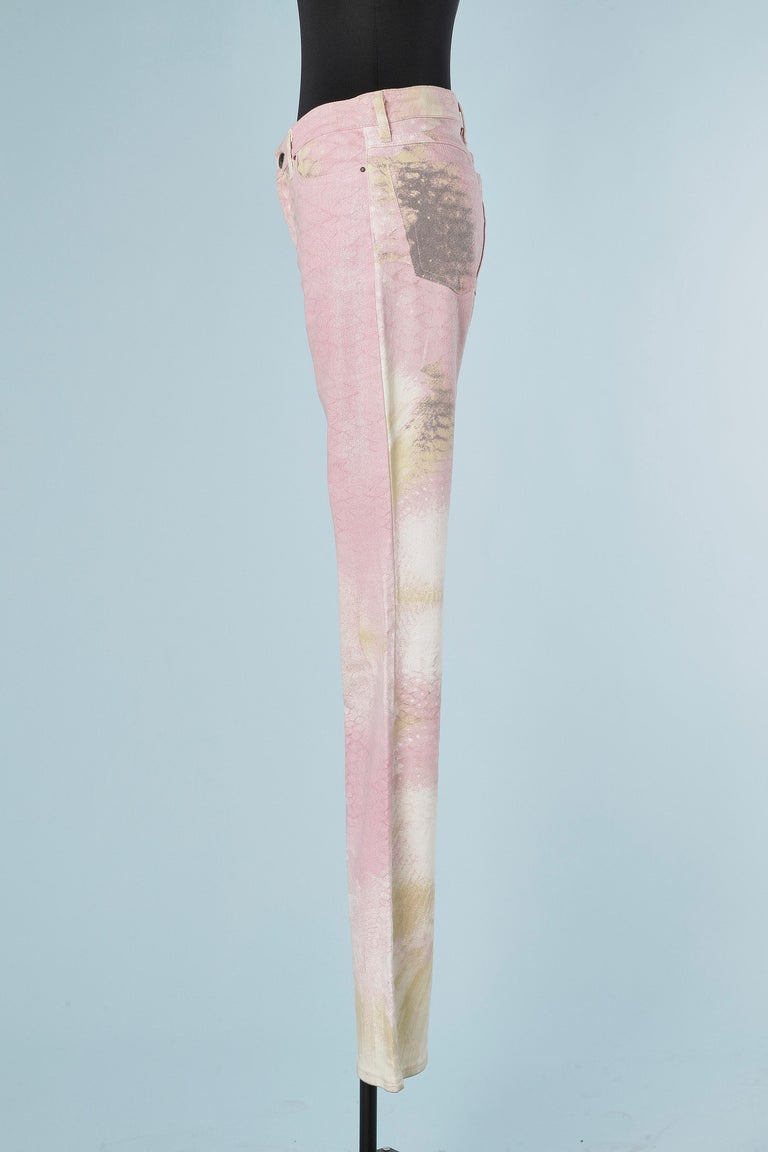 Pale pink python printed jean Just Cavalli For Sale at 1stDibs