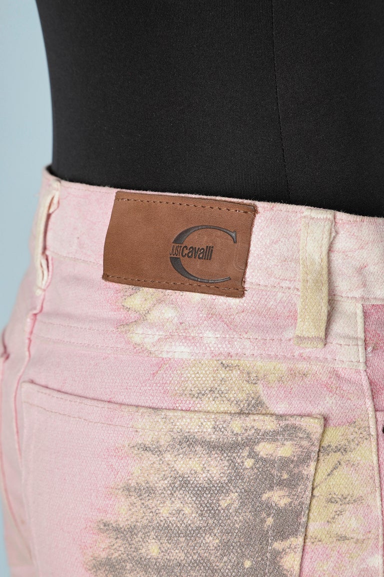Pale pink python printed jean Just Cavalli For Sale at 1stDibs