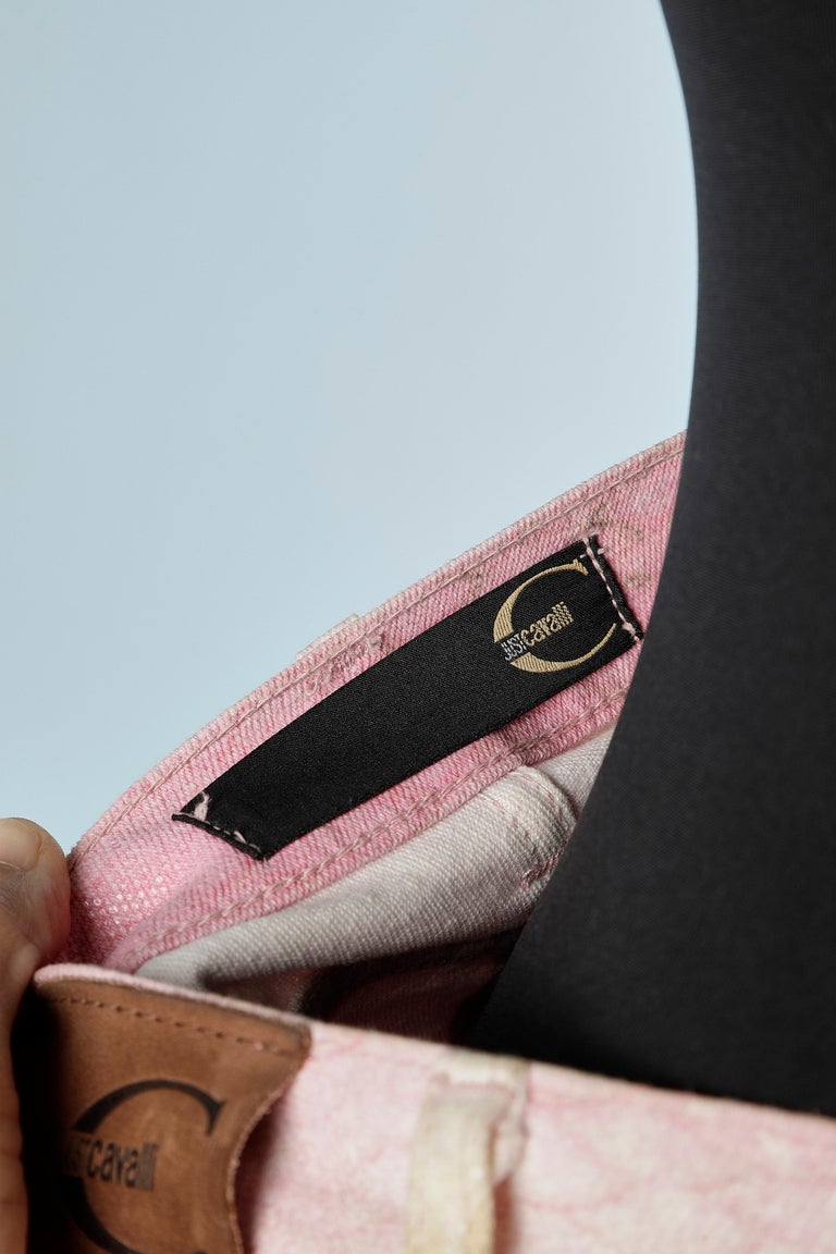 Pale pink python printed jean Just Cavalli For Sale at 1stDibs