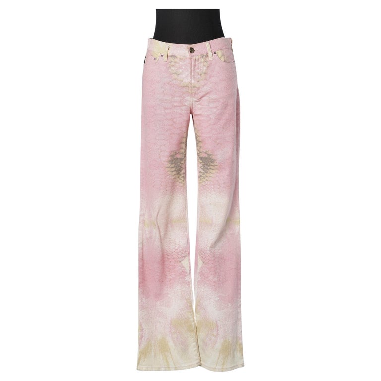 Pale pink python printed jean Just Cavalli For Sale at 1stDibs