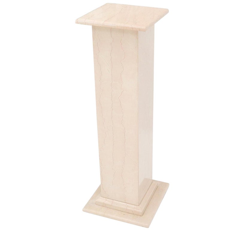 Pale Pink to White Marble Square Pedestal Stand For Sale at 1stDibs