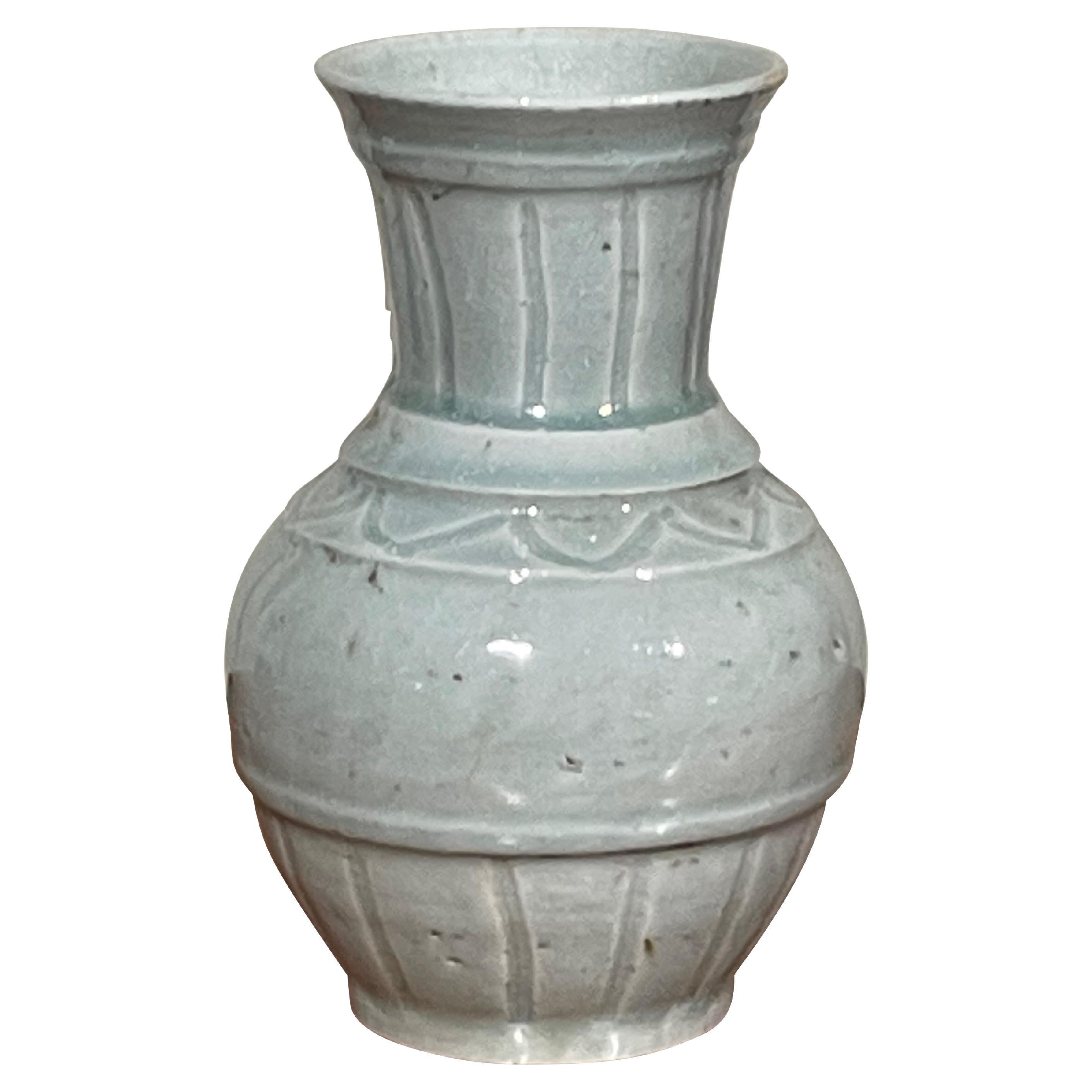 Pale Turquoise Funnel Neck Design Vase, China, Contemporary For Sale at ...
