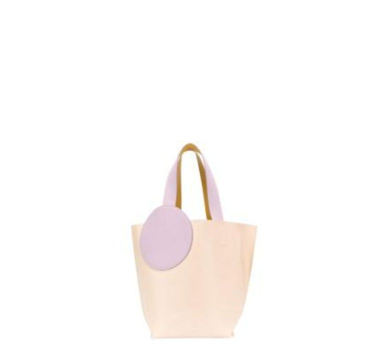 Pale Yellow and Pink Leather Eider Tote Bag For Sale at 1stDibs