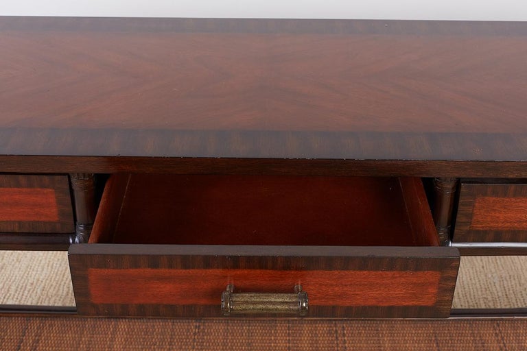 Palecek Organic Modern Bamboo Rattan Raffia Console Table at 1stDibs