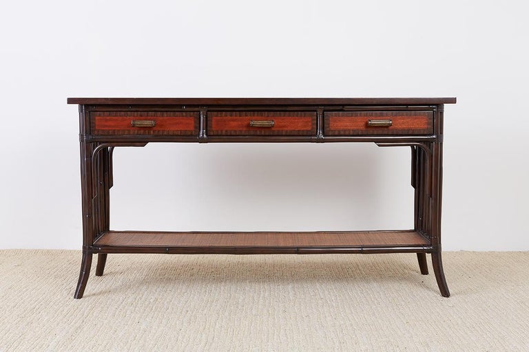 Palecek Organic Modern Bamboo Rattan Raffia Console Table at 1stDibs