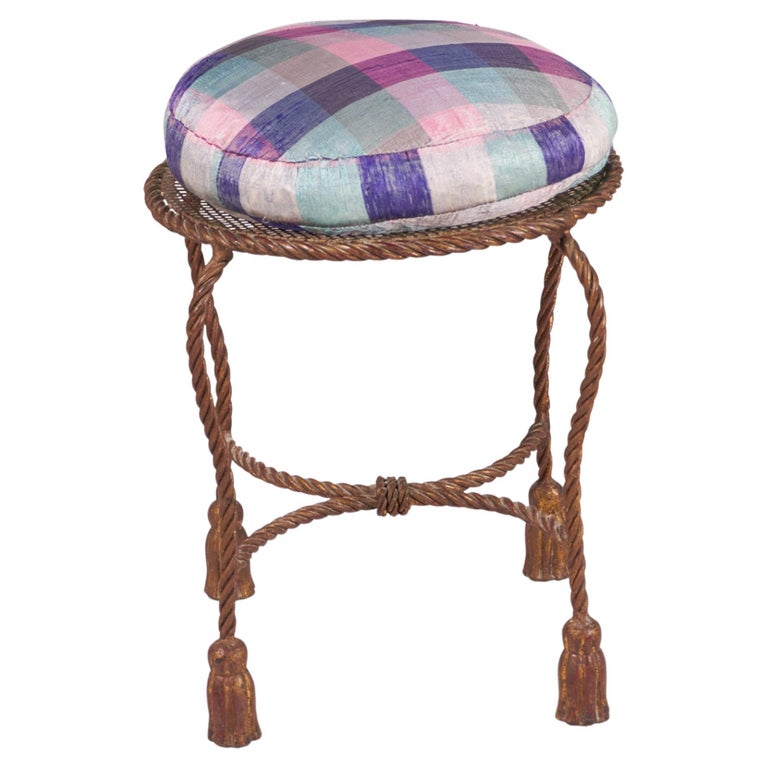 Palladio Italy Baroque Style Rope and Tassel Gilt Iron Vanity Stool at ...