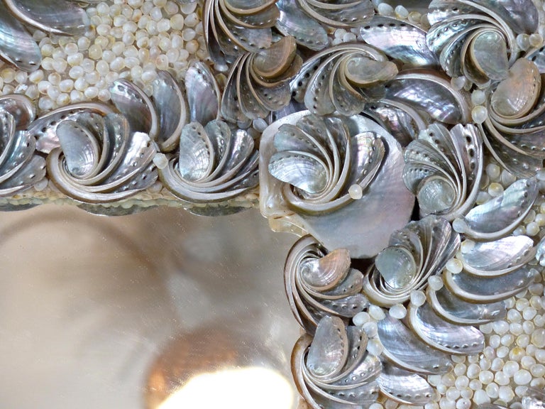 Palm Beach Chic Abalone Shell Encrusted Mirror For Sale at 1stdibs