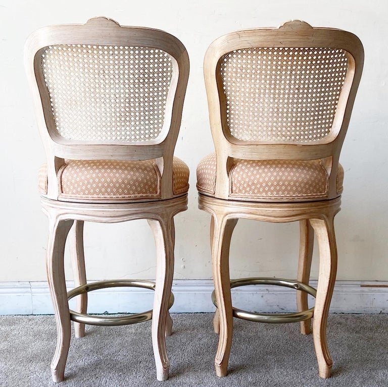 Palm Beach Regency Cane Back Stools, Set of 4 For Sale at 1stDibs