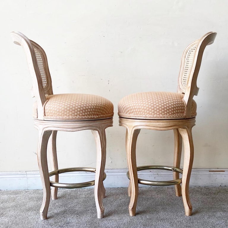 Palm Beach Regency Cane Back Stools, Set of 4 For Sale at 1stDibs