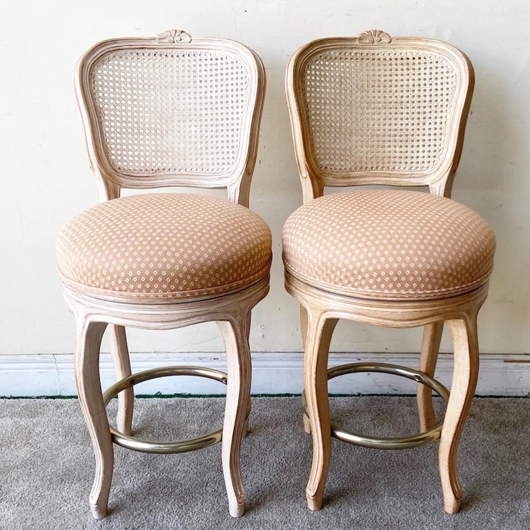 Palm Beach Regency Cane Back Stools, Set of 4 For Sale at 1stDibs