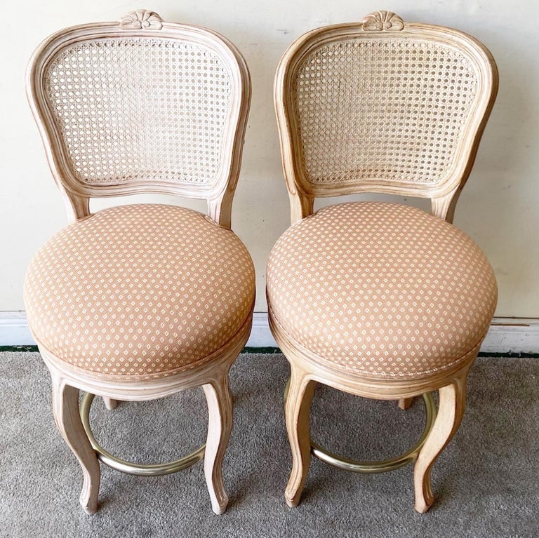 Palm Beach Regency Cane Back Stools, Set of 4 For Sale at 1stDibs