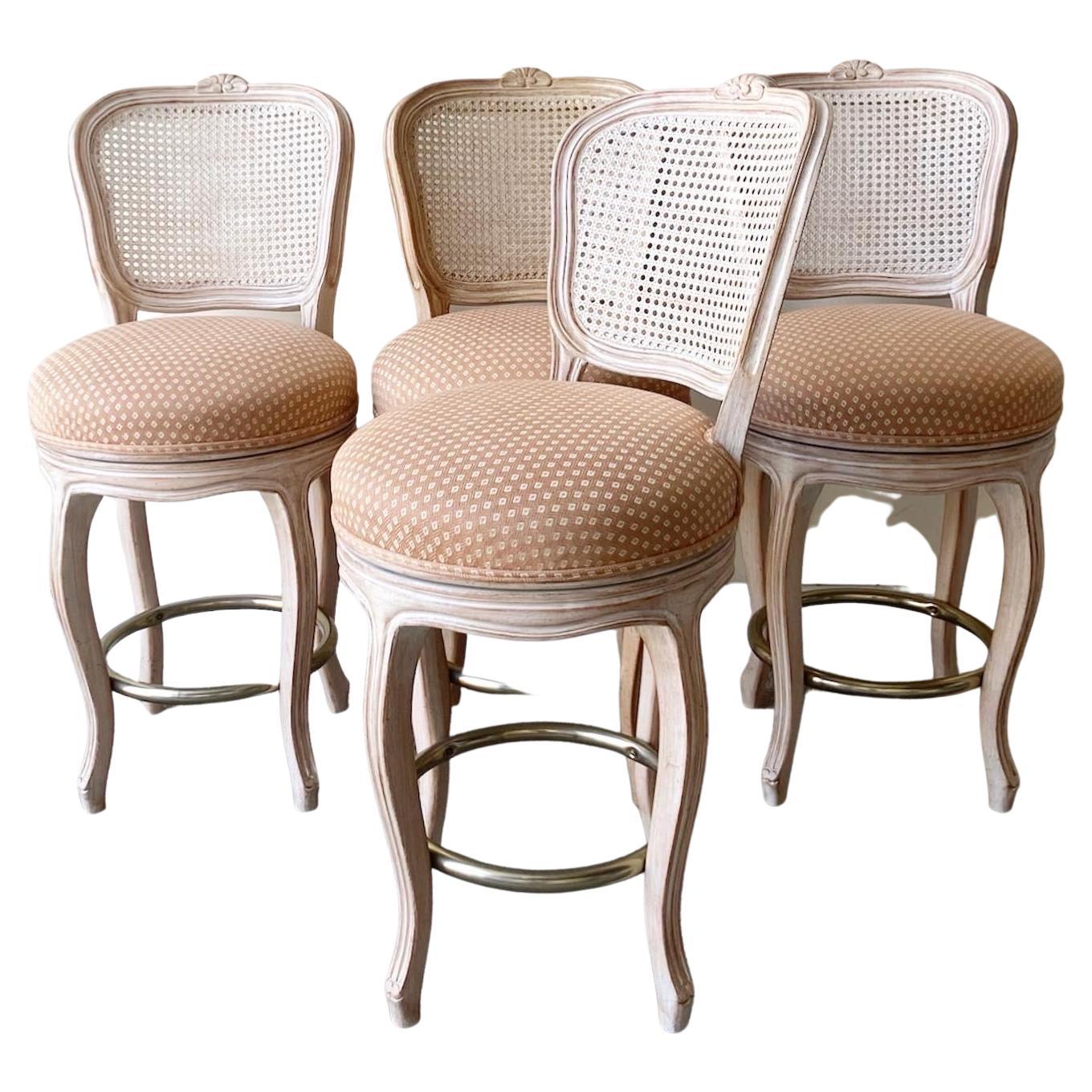 Set of 2 Contemporary Cane Back Counter Stool in Ebony For Sale at 1stDibs