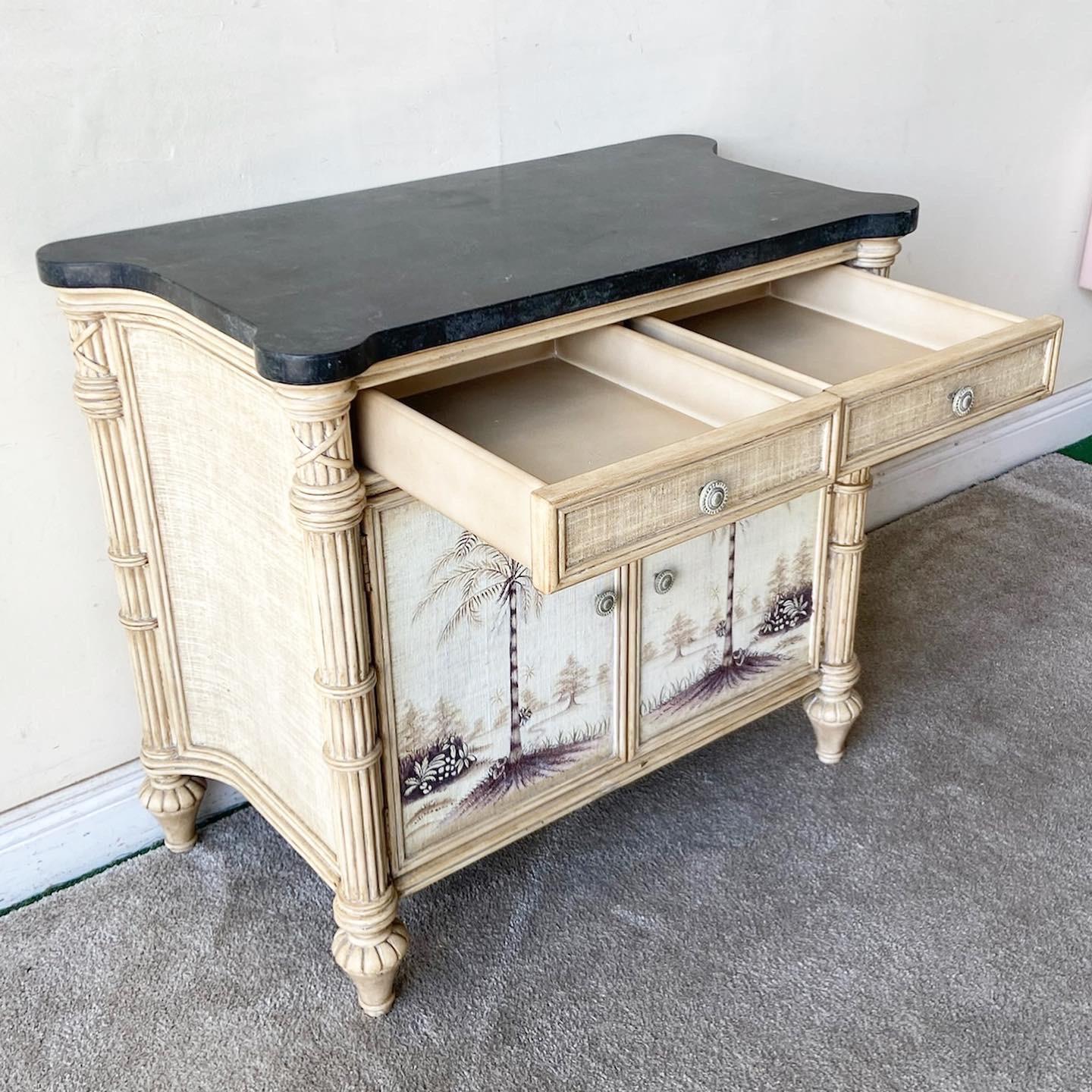 Palm Beach Regency Tessellated Stone Top Sideboard For Sale at 1stDibs