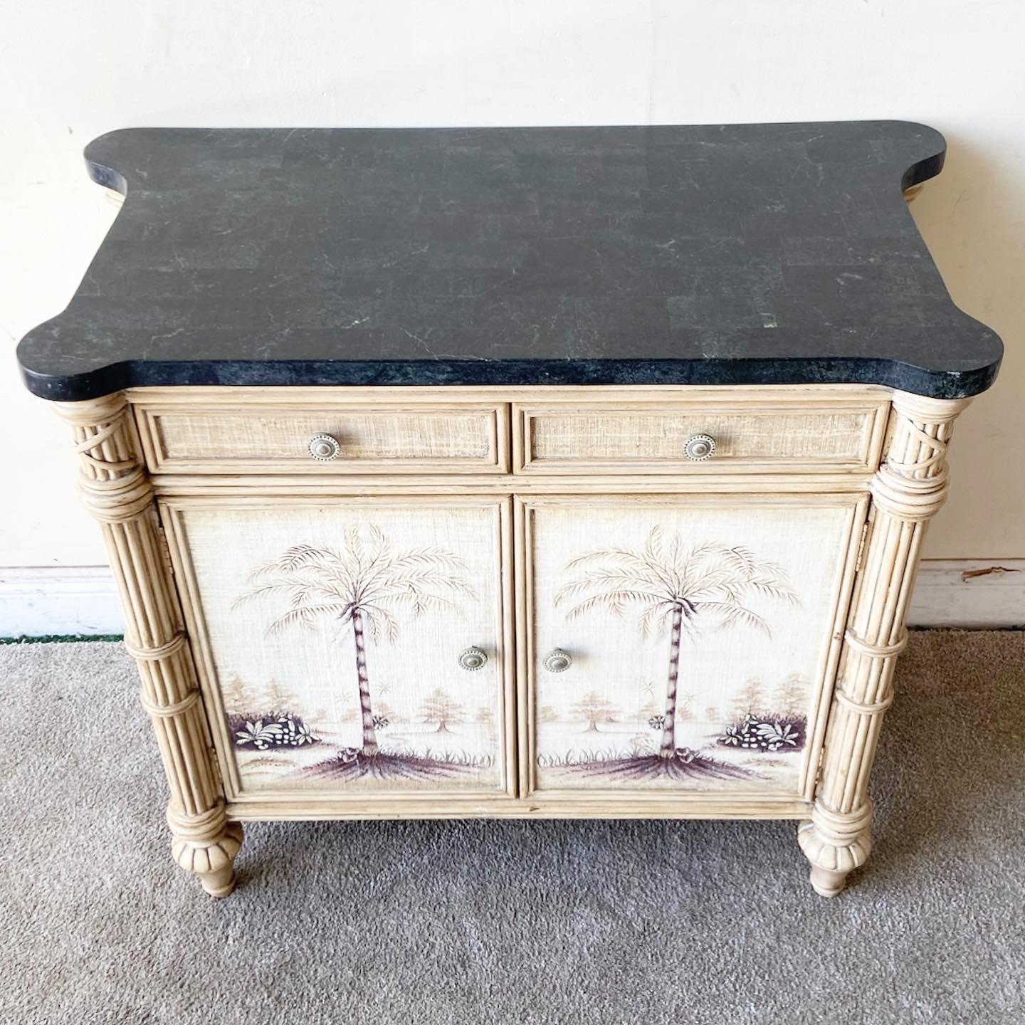 Palm Beach Regency Tessellated Stone Top Sideboard For Sale at 1stDibs