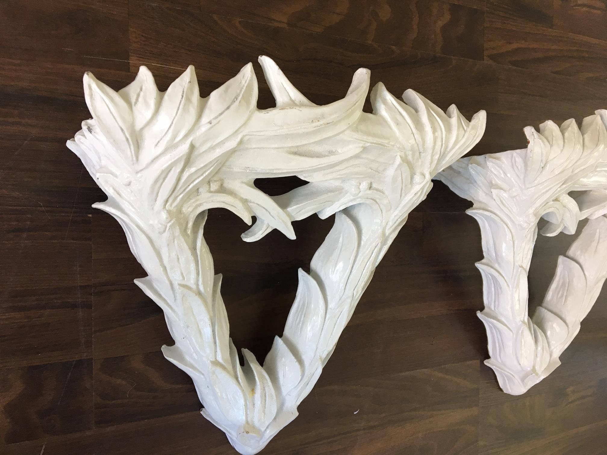 Palm Frawn Sculptural Wall Shelves After Serge Roche at 1stDibs