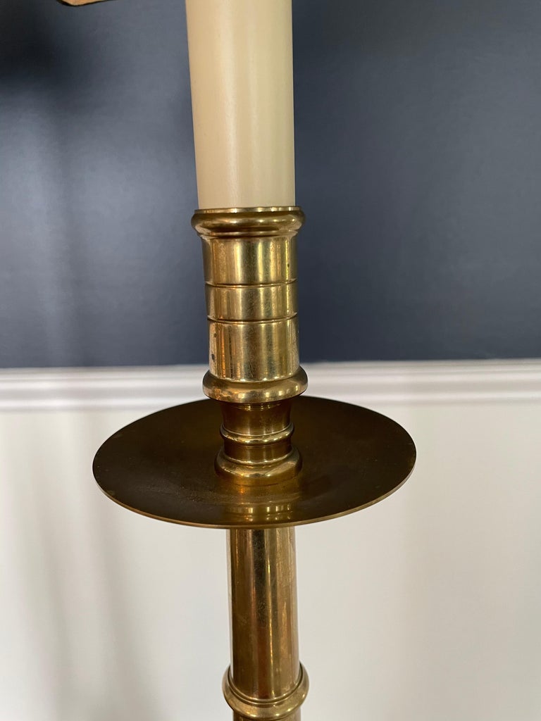 Palm Regency Chinoiserie Brass Faux Bamboo Candlestick Buffet Lamps, a ...