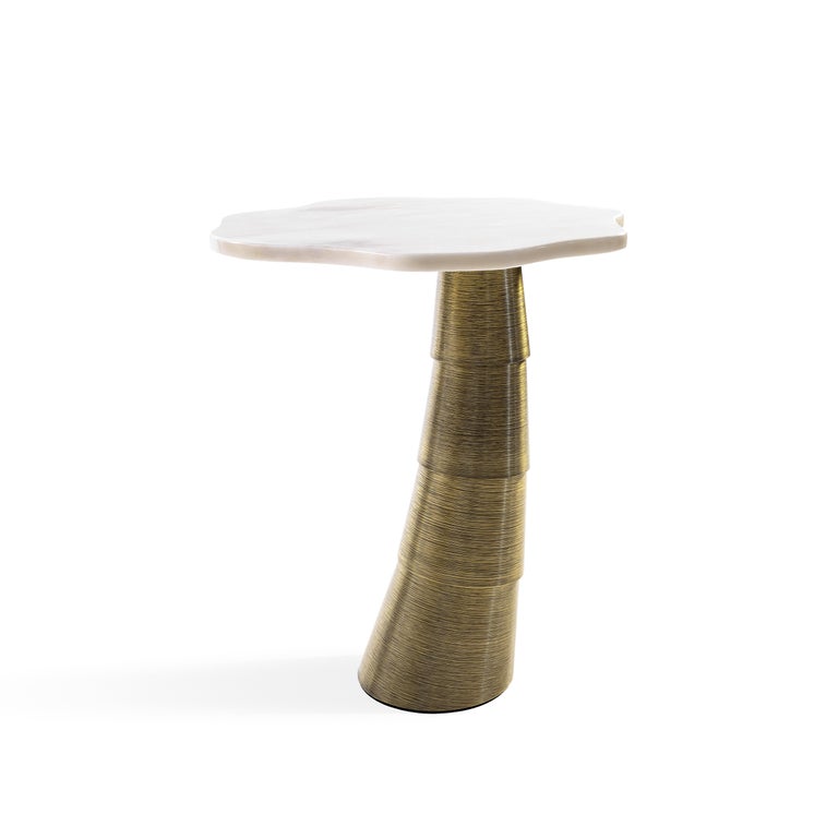 Palm Side Table, Estremoz and Brass, InsidherLand by Joana Santos Barbosa For Sale at 1stDibs