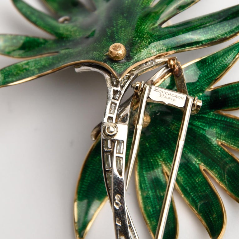 Palm Tree Brooch, Platinum, Green Enamel and Diamond, by Boucheron For ...