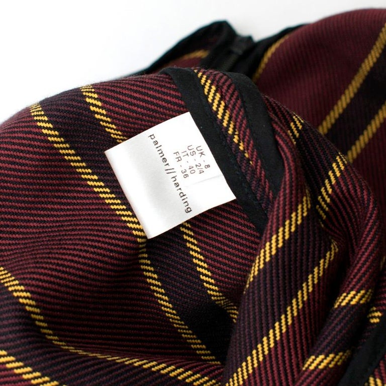 Palmer//Harding Striped Cotton-blend Twill Midi Skirt US 4 at 1stDibs