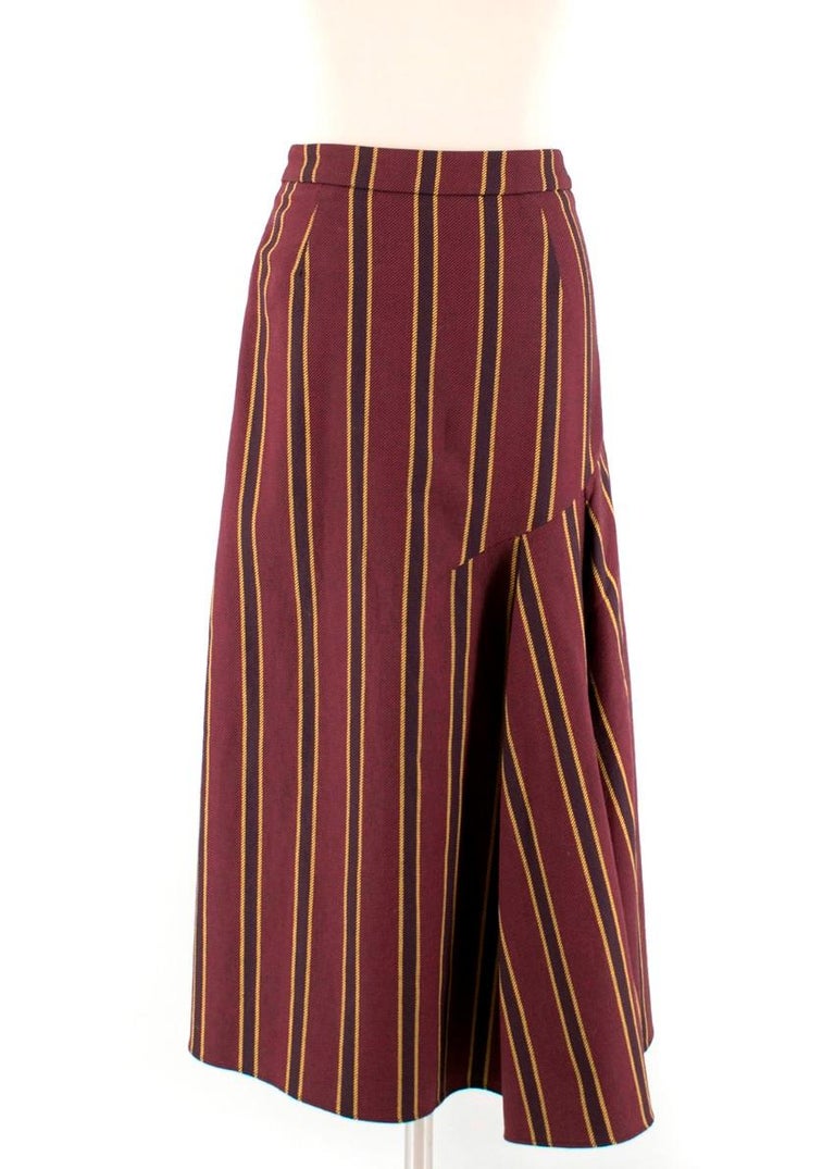 Palmer//Harding Striped Cotton-blend Twill Midi Skirt US 4 at 1stDibs