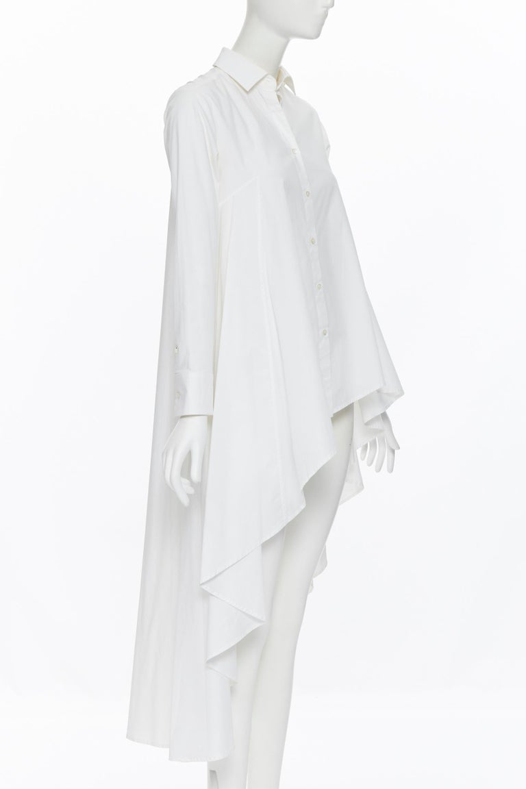 PALMER HARDING white cotton button front asymmetric draped high low ...