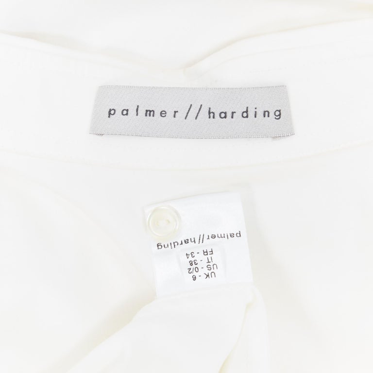 PALMER HARDING white cotton button front asymmetric draped high low ...