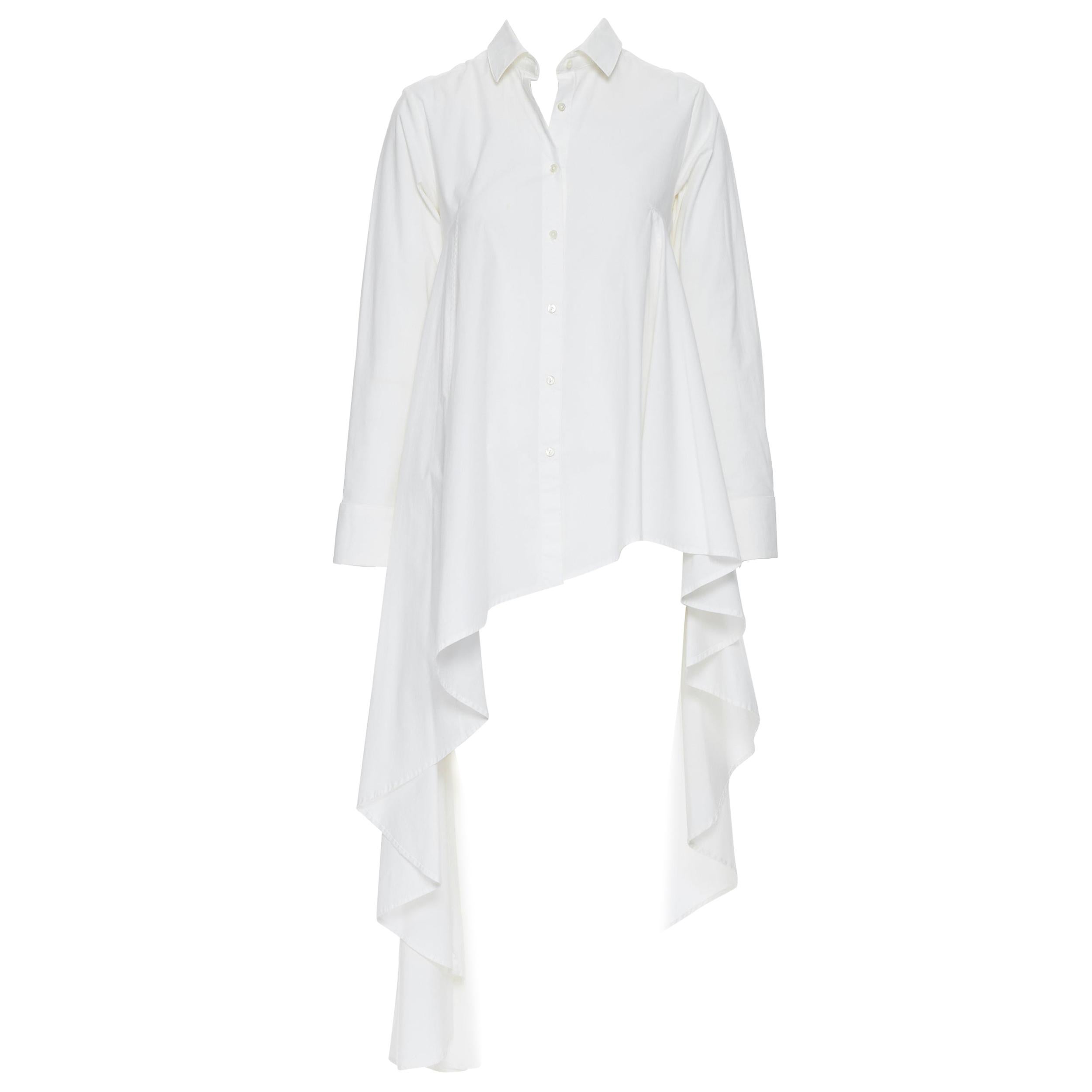 PALMER HARDING white cotton button front asymmetric draped high low ...