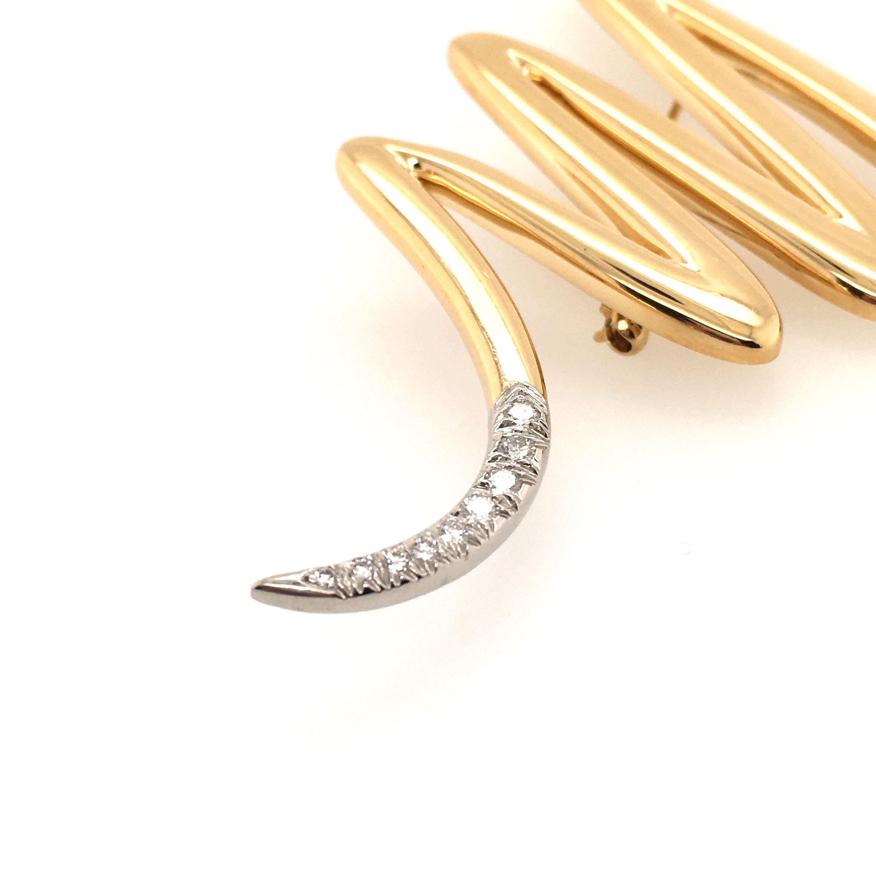 Paloma Picasso for Tiffany and Co., Gold and Diamond Squiggle Brooch ...
