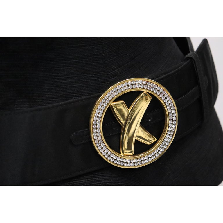Palsha Picasso Black Satin and Gold Buckle Belt For Sale at 1stDibs