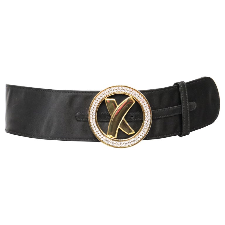 Palsha Picasso Black Satin and Gold Buckle Belt For Sale at 1stDibs