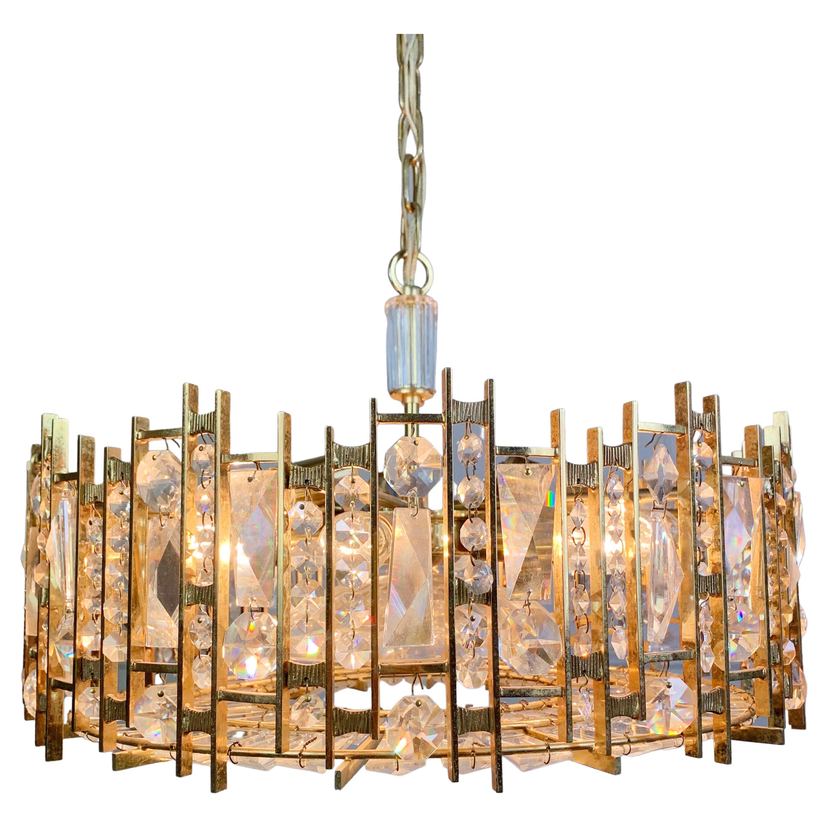 Very Rare and Beautiful Gold-Plated Chandelier by Palwa, 1960s For Sale ...