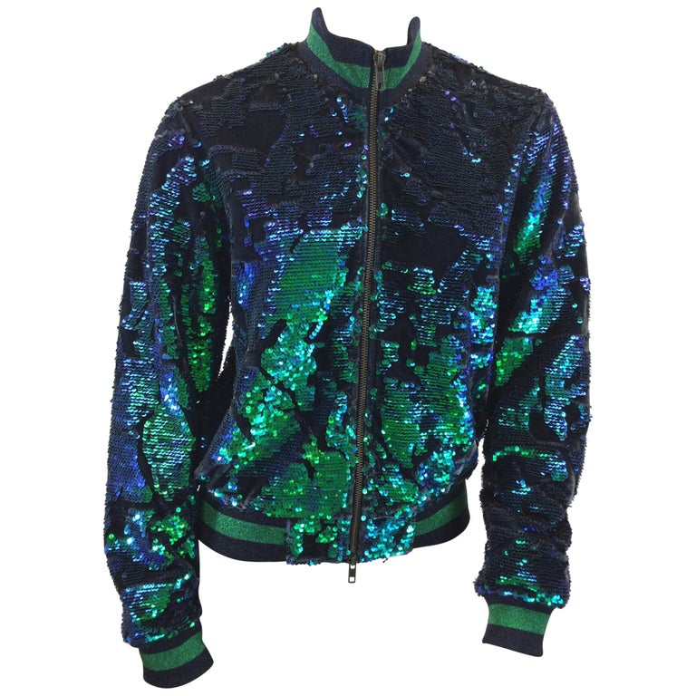 Pam and Gela Blue and Green Sequin Jacket For Sale at 1stDibs | pam and ...