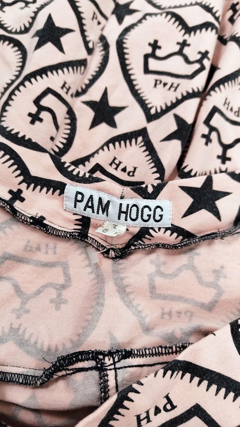 Pam Hogg Vintage Pastel Peach Pink Logomania Print Bodycon Mini Dress ...