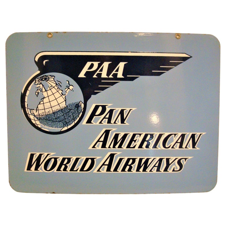 Pan American World Airways Porcelain / Enamel Sign For Sale at 1stDibs