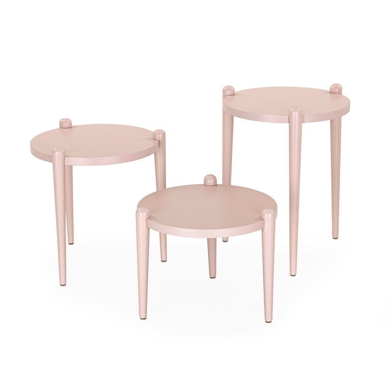 Pan Round Occasional Tables in Light Pink Quartz For Sale at 1stDibs