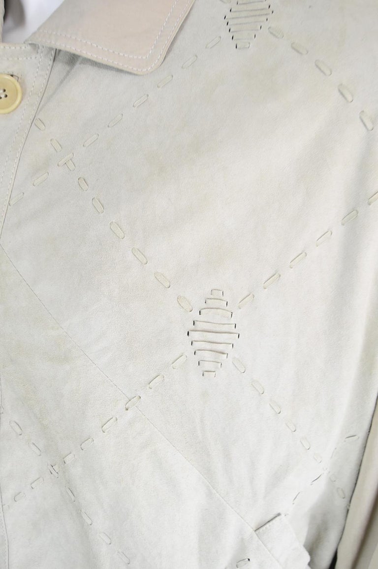 Pancaldi and B Vintage Men's Beige Silk and Laced Ovine Suede Bomber ...