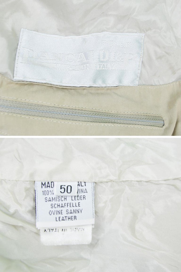 Pancaldi and B Vintage Men's Beige Silk and Laced Ovine Suede Bomber ...