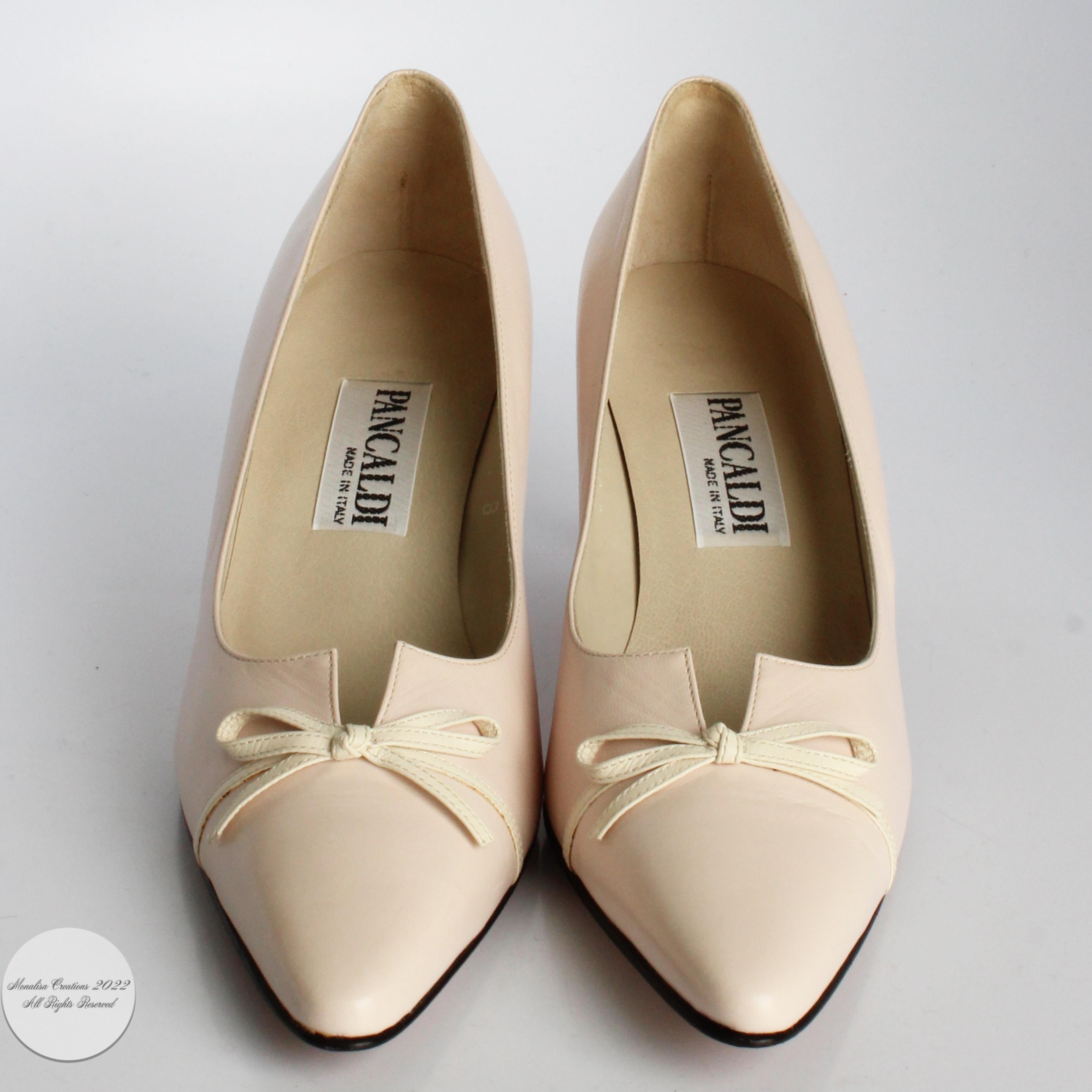 Pancaldi Kitten Heels Pumps Shoes with Bow Detail Made in Italy Sz 8 ...