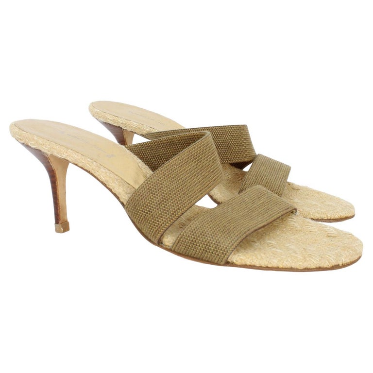 Pancaldi Leather Beige Vintage Sandal Shoes 90s For Sale at 1stDibs
