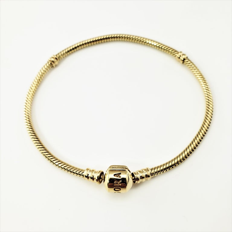 Pandora 14 Karat Yellow Gold Charm Bracelet With Box at 1stDibs