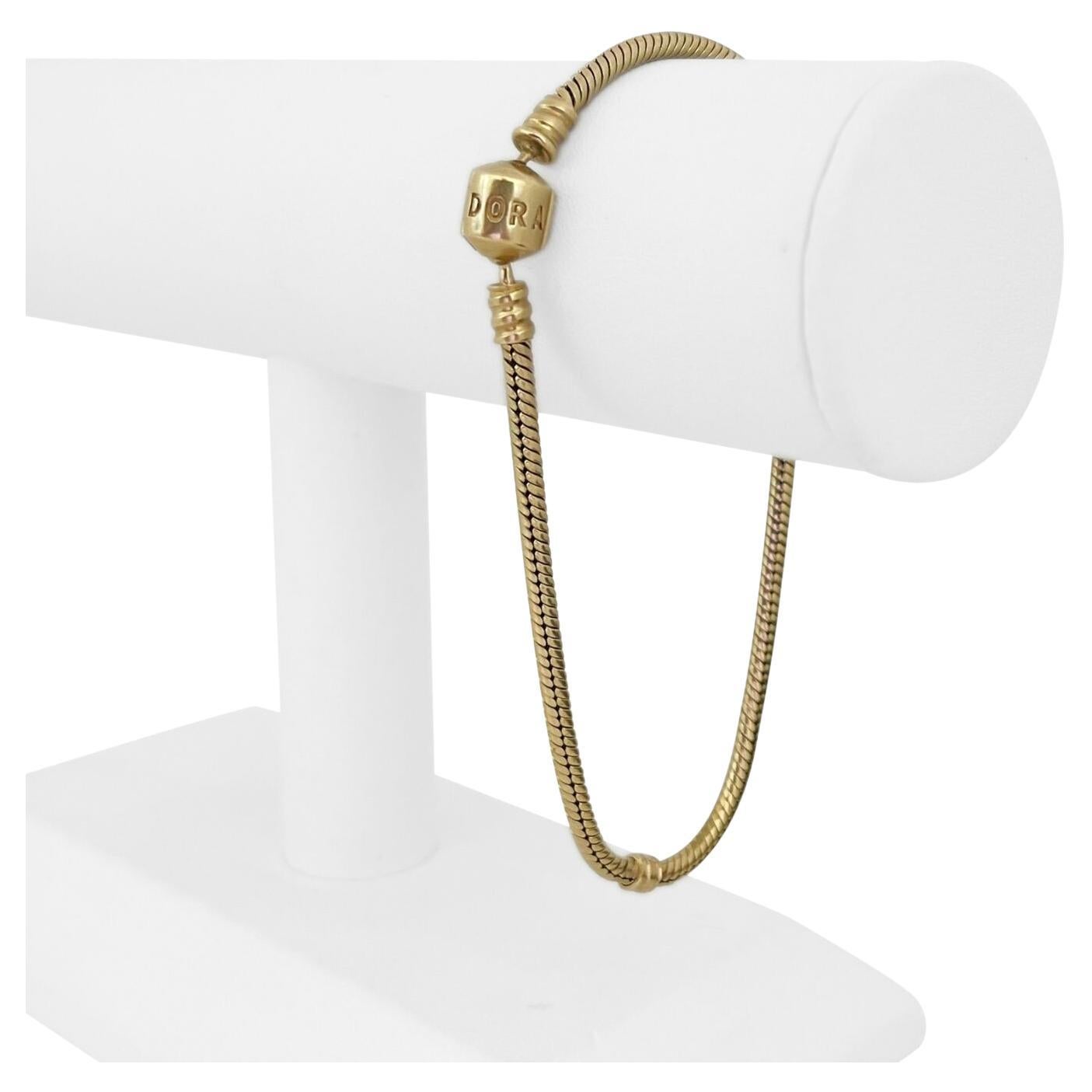 Pandora 14 Karat Yellow Gold Moments Snake Bracelet For Sale at 1stDibs ...