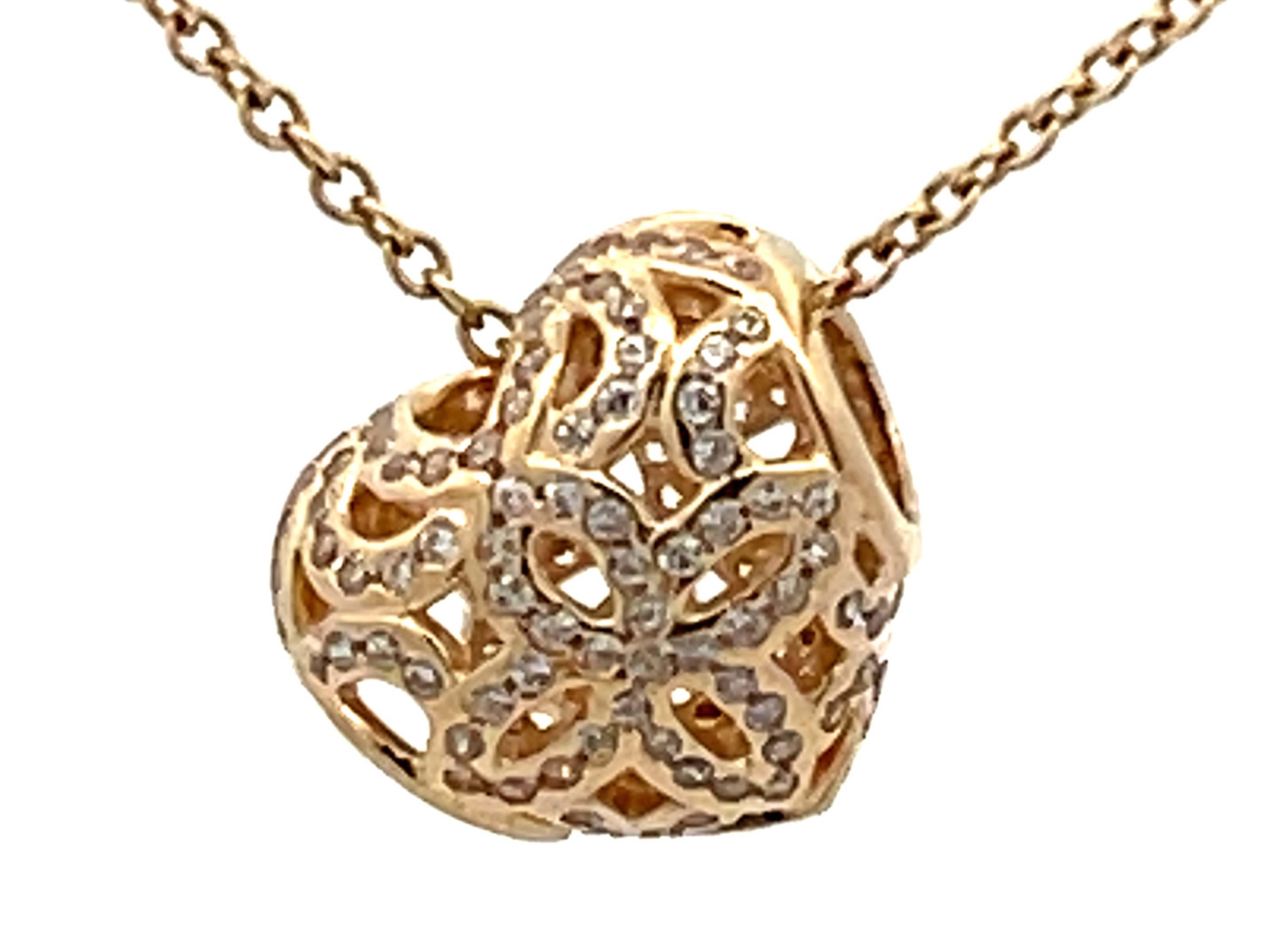 Pandora 14k Gold Heart Necklace For Sale at 1stDibs