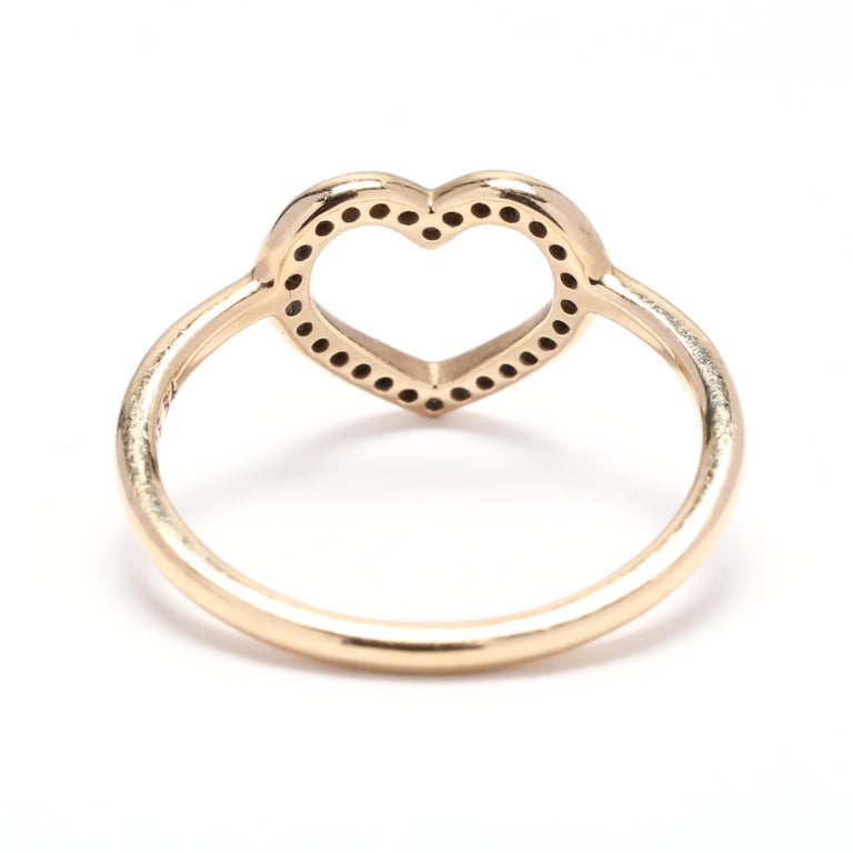 Pandora 14 Karat Yellow Gold and Colorless Stone Open Heart Ring For ...